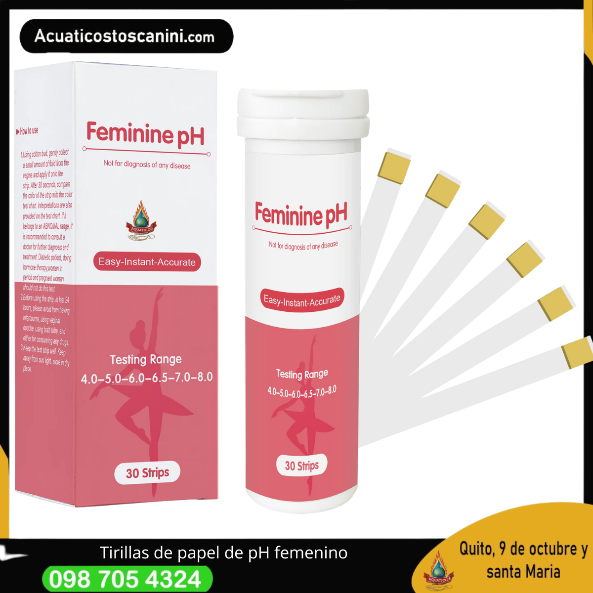 Tiras Reactiva de papel para verificar el pH intimo femenino